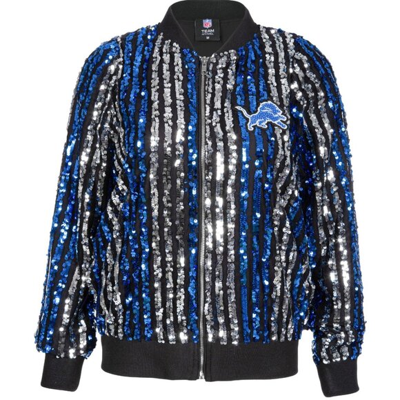 Cuce Shoes | Jackets & Coats | Bnt Detroit Lions Two Tone Sequin Embellished Bomber Jacket ...